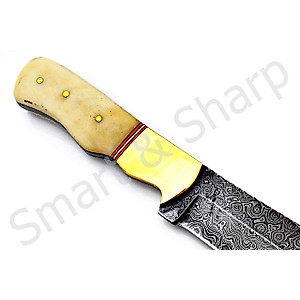Smart & Sharp Custom Handmade Damascus Steel Hunting Knife/Skinning Knife AA-17285 (Natural Bone)