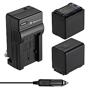 Powerextra 2 Pack Replacement Batteries and Charger for Panasonic VW-VBT380 and Panasonic HC-V250, HC-V380, HC-V510, HC-V520, HC-V710, HC-V720, HC-V750, HC-V770, HC-VX870, HC-VX981K, HC-WXF991K