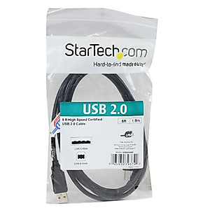 StarTech.com 6 ft. (1.8 m) USB Printer Cable - USB 2.0 A to B - Printer Cable - Black - USB A to B (USB2HAB6)