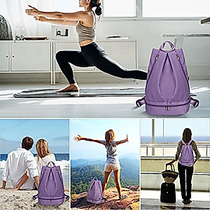 Perselief Women's Gym Backpack Waterproof Swimming Backpack with Shoe Compartment & Wet Pocket, Sports Travel Backpack Small Gym Bag