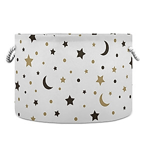 ALAZA Stars Moon Polka Dot Storage Basket Gift Baskets Large Collapsible Laundry Hamper with Handle, 20x20x14 in, Multi (B06D20005)