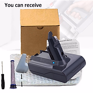 DEWQKI 21.6V 4.0Ah V6 Battery Replacement for V6 Battery Compatible for V6 DC58 DC59 DC61 DC62 DC72 DC74 Absolute Animal Motorhead Slim SV03 SV04 SV05 SV06 SV07 SV09 (V6)