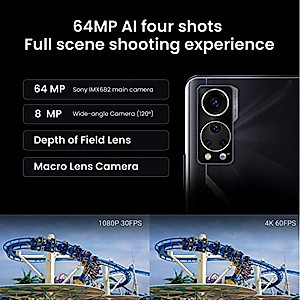 ZTE Axon 30 Cell Phone - 5G Factory Unlocked Smartphone, Under Display Camera, 120Hz Refresh Rate, 6.92 inches AMOLED Full Screen, 64MP Multi-Camera, Long Lasting Battery, US Version (12+256GB, Black)