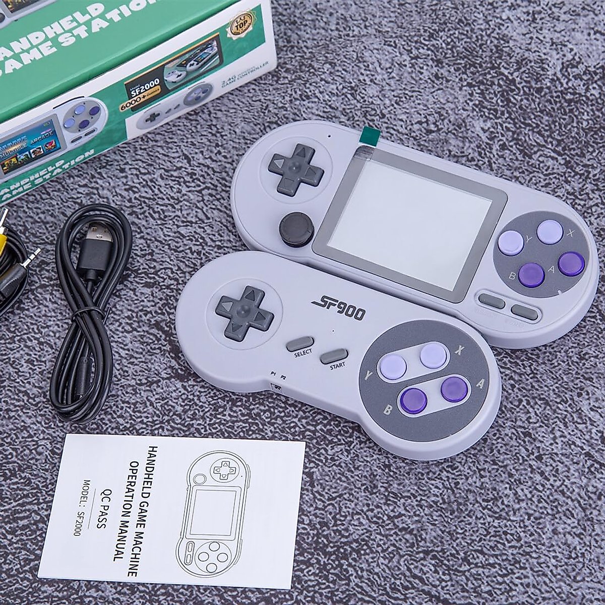 3-inch Data Frog SF2000 HD Arcade Game Console, Handheld Game Console for Kids Adults, with 1500mAh Battery 6000 Classic Games Supports Multiple emulators (Dual-Player Mode)