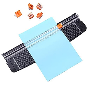 ZEQUAN A3 Paper Cutter Portable Trimmer, 18 inch Paper Trimmer for Scrapbooking, Craft Paper Cutter Guillotine and 10 Sheets Capacity Paper, Paper Trimmers Replacement Blades, 4 Pack Orange