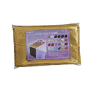 WELMATCH Gold Satin Table Runners - 5 pcs Wedding Banquet Party Event Decoration Table Runners (Gold, 5)