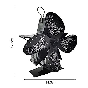 UXZDX CUJUX 4-Blade Heat Powered Stove Fan Burner/Fireplace Quiet Fan Heater Tool Efficient Heat (Color : B, Size : 17.8cm x 14.5cm x 8cm)