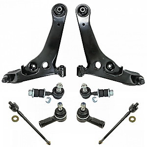 TRQ Front Steering & Suspension Kit Control Arm with Ball Joint Sway Bar Stabilizer Link Tie Rod Compatible with 2003-2006 Mitsubishi Outlander MI4510103 MI4511103