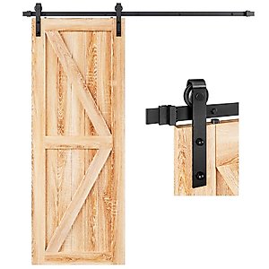 EaseLife 5 FT Heavy Duty Sliding Barn Door Hardware Track Kit,Basic J Pulley,Slide Smoothly Quietly,Easy Install (5FT Track Kit for 26"~30" Wide Single Door)