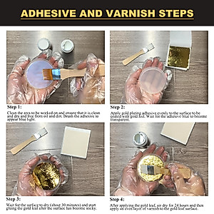 Wadities Gold Leaf Gilding Adhesive Set, 100ml Water Based Metal Leaf Glue and 100ml Varnish, Gold Leaf Sheets 100 pcs, 2 Brushes, for Craft, Painting and Arts