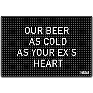 Our Beer As Cold As Your Ex's Heart 17.7" x 11.8" Funny Bar Spill Mat Rail Countertop Accessory Home Pub Decor Slip Resistant Bar Covering for Craft Brewery Kitchen Cafe Restaurant