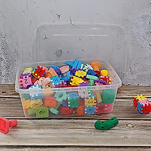 Hespama 14 Qt Plastic Storage Bins, 4 Pack, Latch Storage Box with Lid