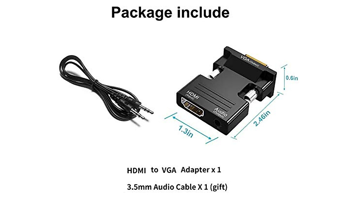 HDMI to VGA Adapter, HDMI to VGA Audio Output Cable Computer Set-top ...