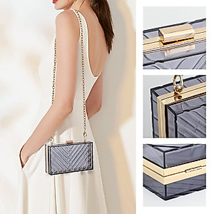 WJCD Clear Purses For Women Clear Purse Acrylic Clear Clutch Bag Clear Bag Stadium Approved (Grey)