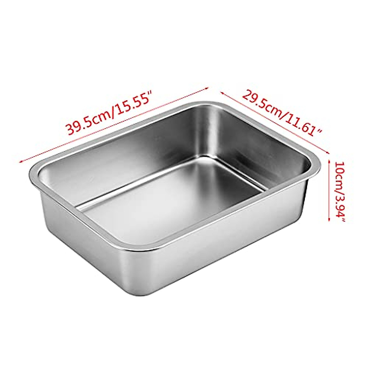 RTUGOVT Kitty Suppies - Stainless Steel Safe and Hard Deep Medium Cat Litter Box Corrosion Resistant Durable Pan Durable Non-Toxic and Odorless
