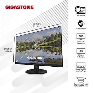 Gigastone 24 inch IPS LED Back Light Monitor 2-Pack 75Hz FHD 1920 x 1080, 178° Wide View Frameless, Dual Monitor, 5ms, Built-in Speakers, Eye Care Technology, Ergonomic Tilt VESA Mount, HDMI VGA