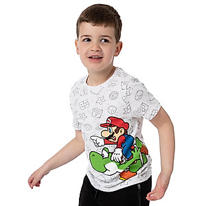 Super Mario Nintendo and Yoshi Boy's Kids Grey Character T-Shirt Top 9-10 Years