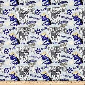 NCAA Washington Huskies NCAA Mascot, Fabric by the Yard