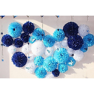 ZOOYOO Green Cream Paper Pom Poms, White Green Party Decoration, Sage White Tissue Paper Pom Poms Decorations for Engagement Party Bachelorette Bridal Shower Birthday Anniversary 12PCS