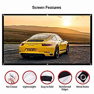 Fiico Anti Light Projector Screen 120 Inch,16:9 Foldable Anti-Crease Outdoor Projector Screen,Increasing The Thickness Outdoor Movie Screen for Home, Party, Office, Classroom, Outdoor