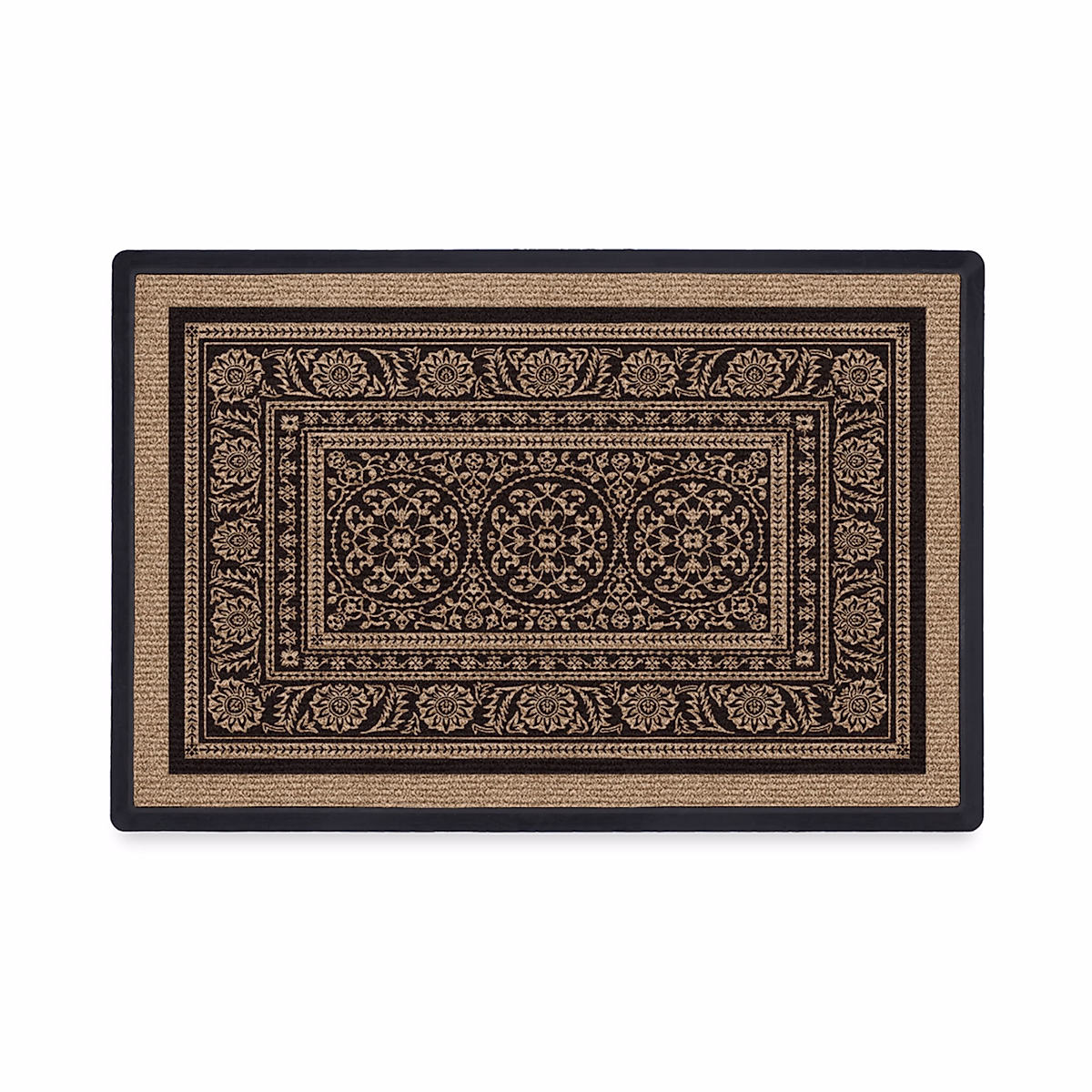 RUGGABLE Washable Front Entryway 2x3 Welcome Door Mat, Mabelle Black, Premium Doormat for Indoor Outdoor Entry with Gripper Non Slip Pad