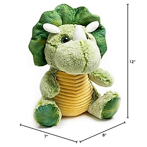 HollyHOME Plush Triceratops Dinosaur Cute Stuffed Animal Toy Soft Cuddly Doll for Kids Green 12 Inch