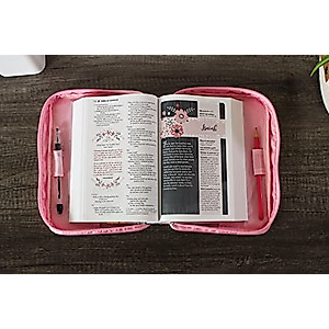 Princess Bible Cover for Girls, Zippered, with Handle, Canvas, Pink, Medium