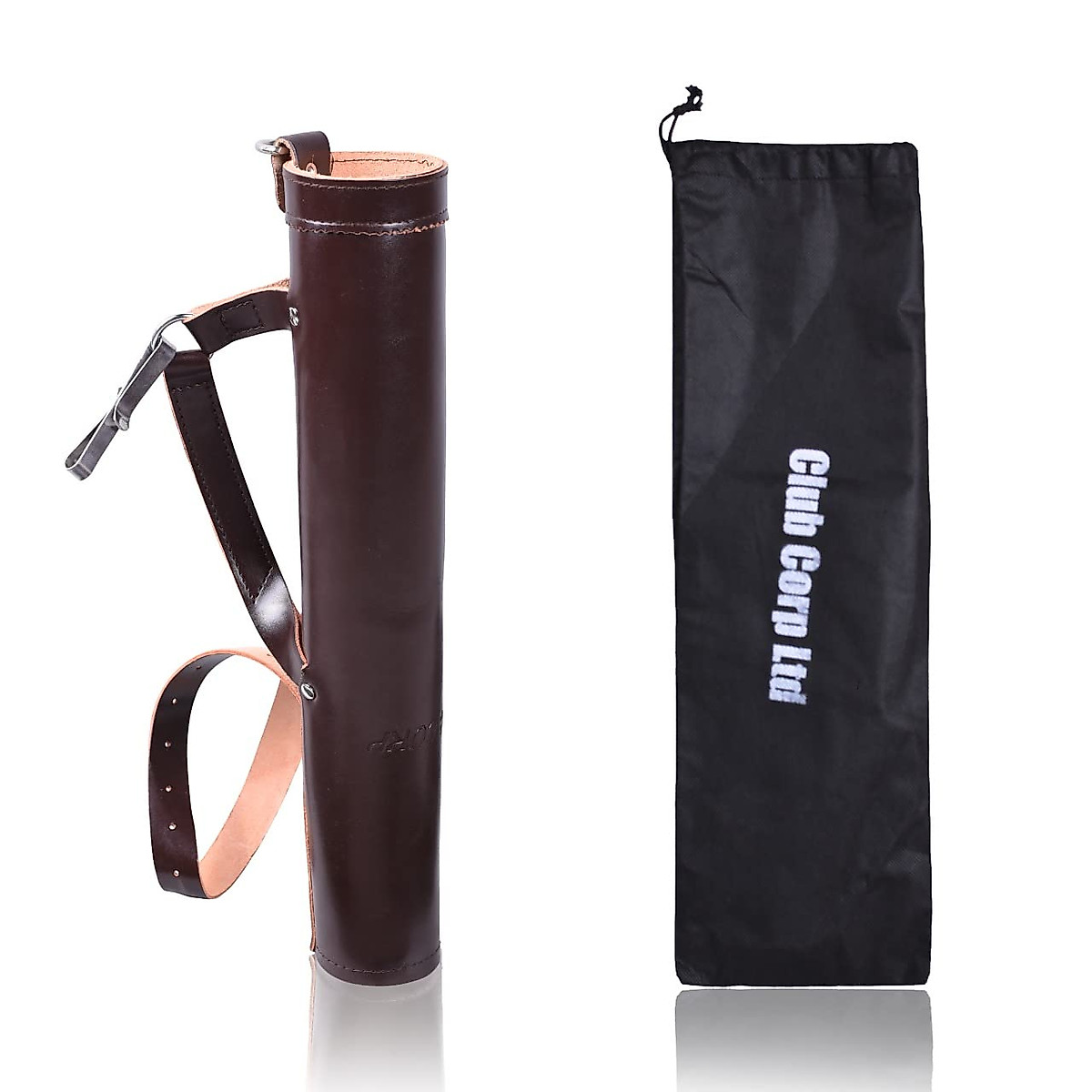 Clubcorp Archery Quiver| Small of Back Holster Shoulder Back| Perfect Bow Cow Hide Leather Arrow Holder for Youth Arrow Quiver Arrow Holder Shoulder Hanged Archery Backstop Walking Stick Dark Brown