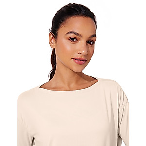 CRZ YOGA Womens UPF 50+ Lightweight Long Sleeve Workout Shirts Sun Protection Loose Quick Dry Hiking Tops Outdoor Fishing White Opal Large