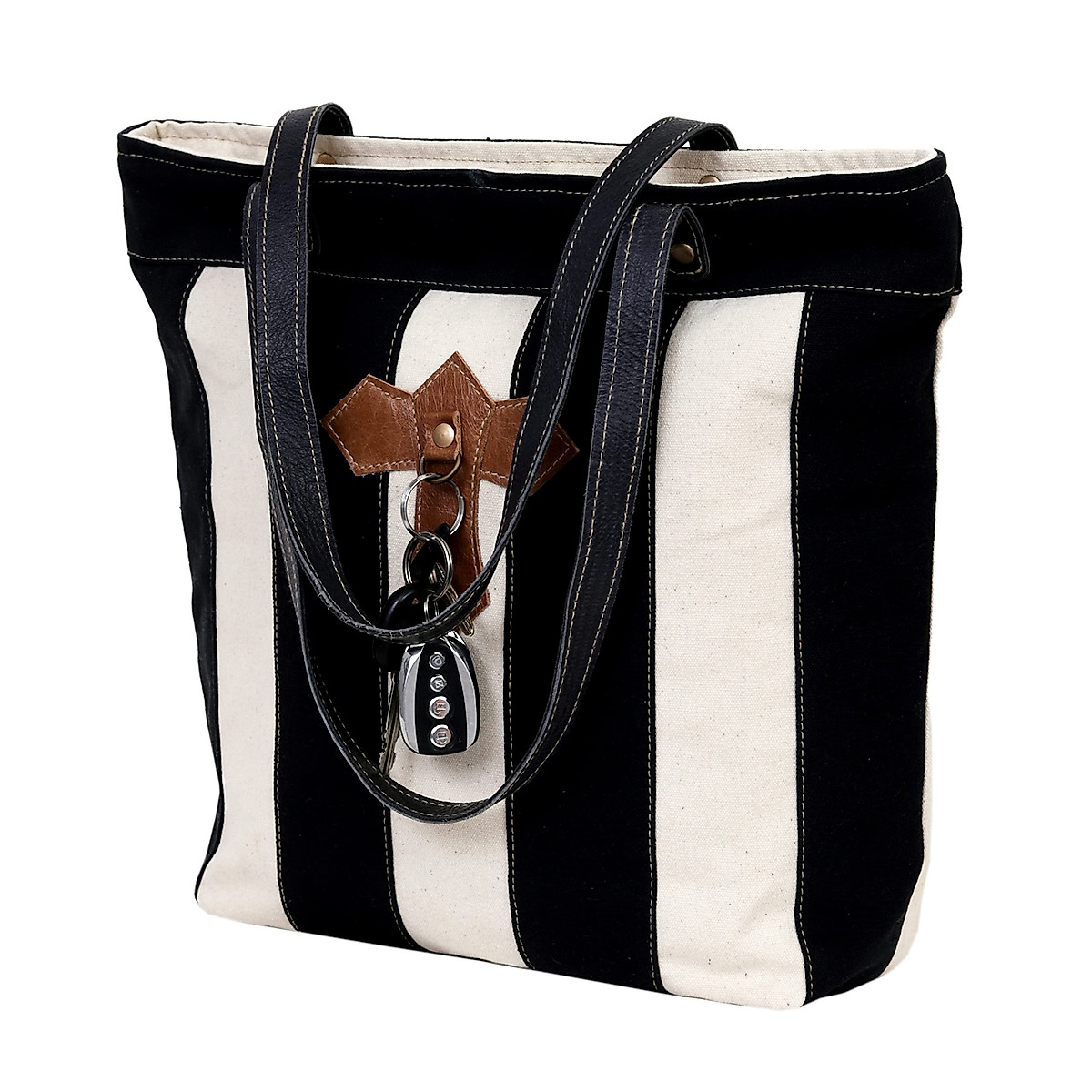 CREATIVE LEATHER ART CLA Upcycled Canvas & Cowhide Tote Bag (Tote Bag 1)