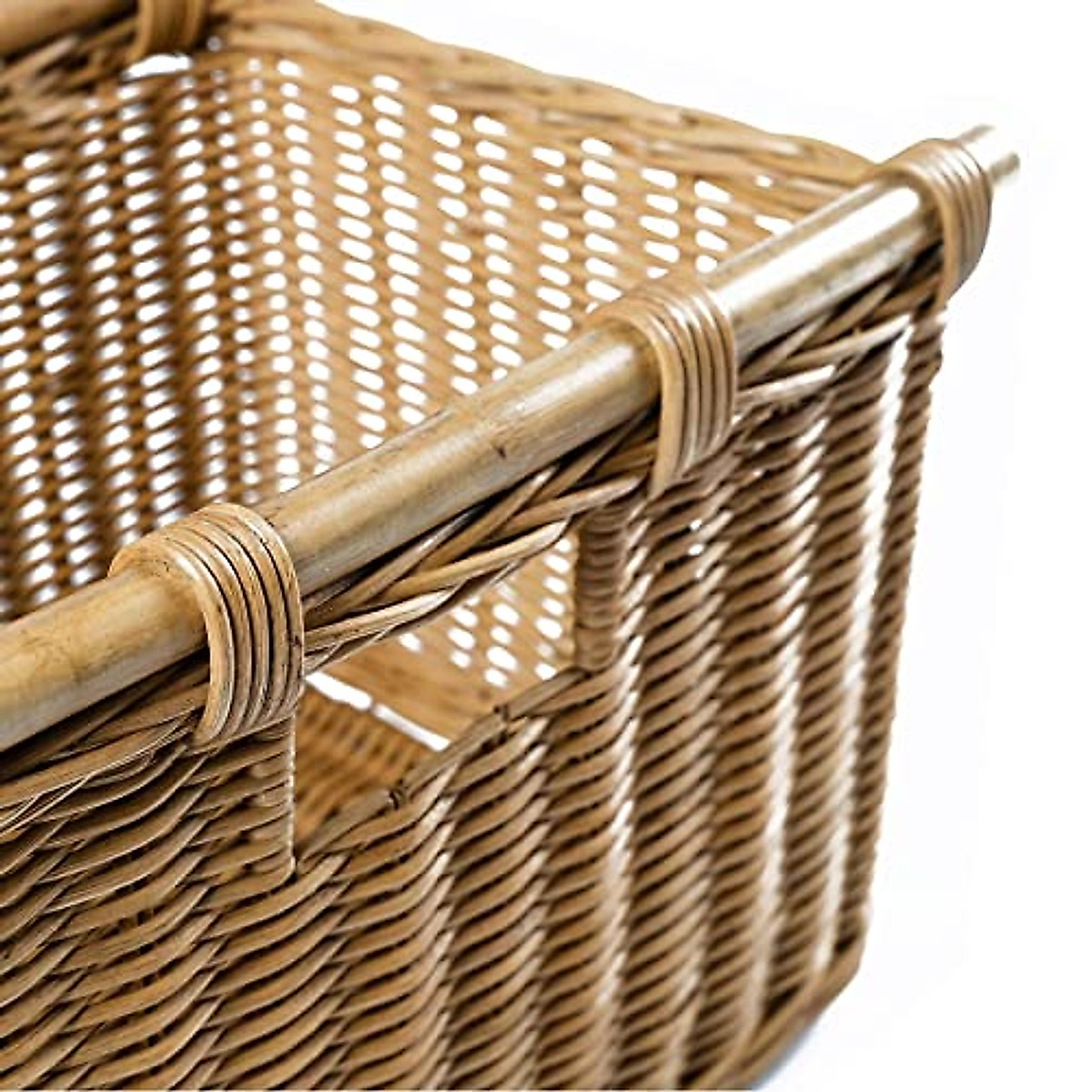 The Basket Lady Tall Narrow Wicker Storage Basket, Medium, 18 in L x 12 in W x 11 in H, Sandstone