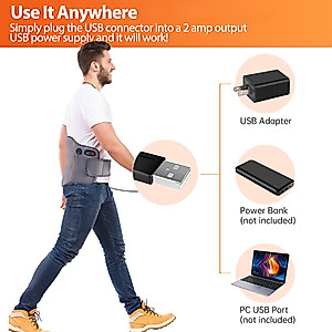 Comfheat Back Heating Pad with Vibration Massage for Lower Back Pain Relief USB Lumbar Heating Pads for Car Travel, Heated Waist Belt Warm Therapy Helpful for Lumbar Spine, Cramps (Non-Rechargeable)