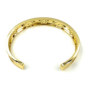 LESLIE BOULES Evil Eye & Hamsa Hand Cuff Bracelet For Women 18K Gold Plated Fashion Jewelry