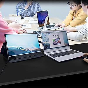 HONGFEISHANGMAO Monitor 4K Portable Monitor 15.6'' HDR FHD IPS Touchable Computer Display with USB-C HDMI Gaming Monitor for Xbox PS4 Switch Laptop PC Phone, 3840x2160 Gaming Monitor