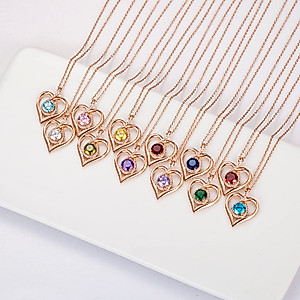 Infinity Love Heart Necklace for Women 925 Sterling Silver Birthstone Necklace Jewelry Gift Birthday Mother's Day Gift for Mom Women Wife Girls Her, Sterling Silver, Cubic Zirconia,Diamond