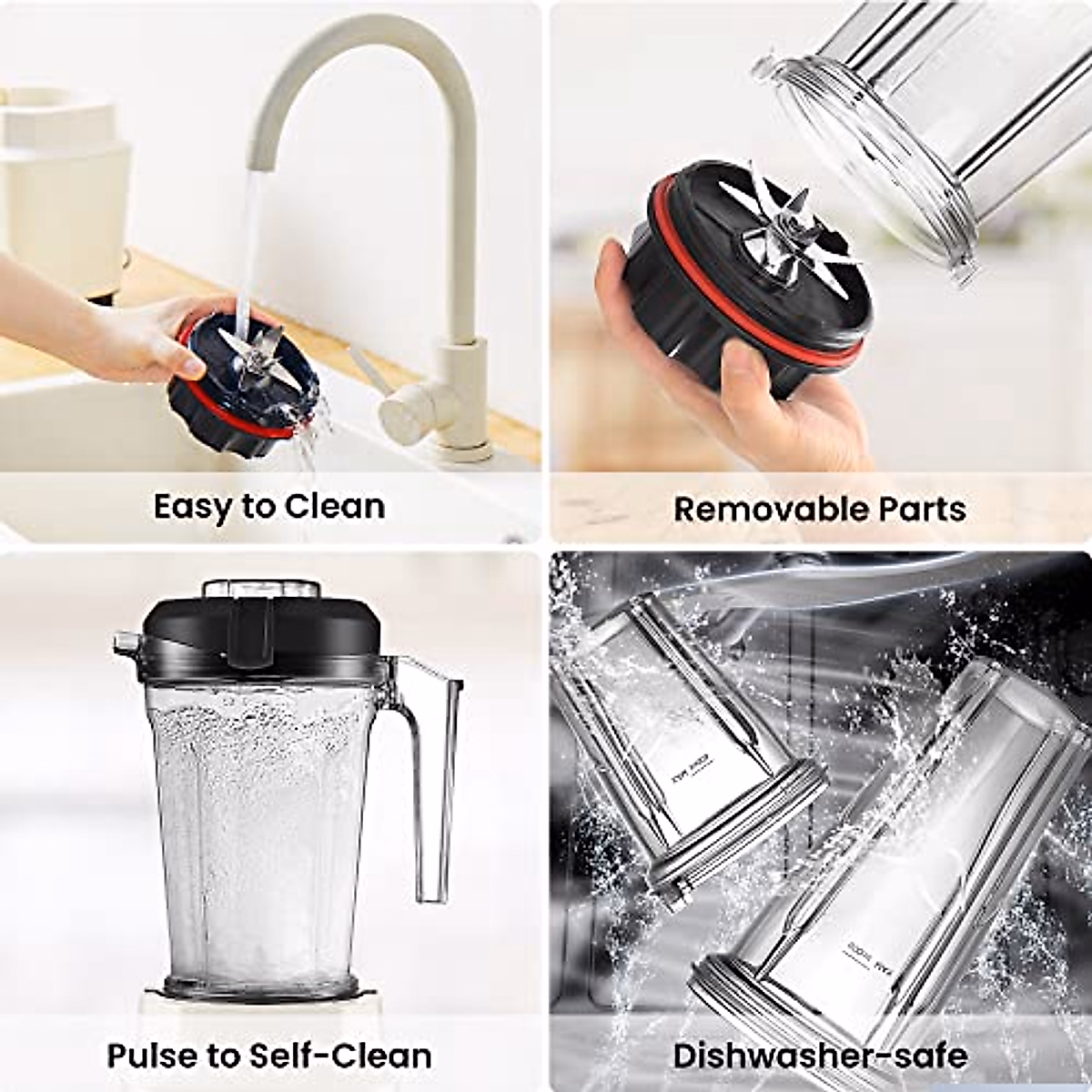 Hauswirt Smoothie Blender for Kitchen,1200W Professional Countertop Blender for Shakes and Smoothies, 3 Presets with 15 Speeds for Ice Crushing and Frozen Fruit Drinks, Tritan BPA-Free 51 Oz Jar, 25 oz & 16 oz to-go Cups, Easy Cleaning Detachable Blades B