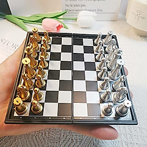 Mini Chess Set - Vikutu 5.11 Inch Small Portable Travel Chess Set - Magnetic Chess Board Set - Super Fun for Party Travel Family Game 2 players