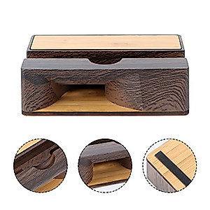 ULTECHNOVO Cell Phone Stand, Wooden Cell Phone Stand with Sound Amplifier Portable Wood Cellphone Dock on Desk Bamboo Bed Stand Mount Cradle Loud Speaker for Phone(Brown)