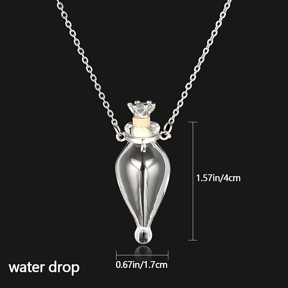 1PC Clear Tear Drop Vial Essential Oil Pendant Murano Glass Perfume Necklaces Blood vial bottle necklace for women