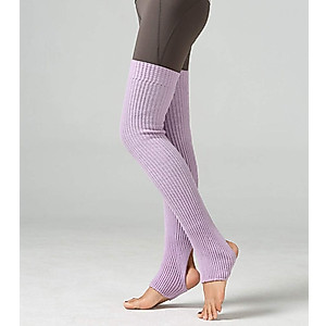 CHUNG Women's Over Knee Thigh High Warm Leg Warmers Stirrup Thermal 80s Long Socks Yoga Ballet Dance-Lavender