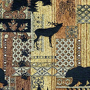 Brentwood Rocking Chair Cushions with Ties - Size Extra-Large - Woodlands Rustic Lodge & Lake House Decor (Brown, Gold, Black - Bear, Elk, Oak)