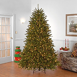 National Tree Company Pre-Lit Artificial Full Christmas Tree, Green, Dunhill Fir, White Lights, Includes Stand, 6 Feet