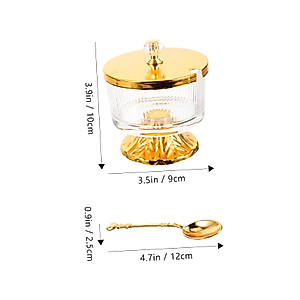 DOITOOL European Style Household Wrought Sugar Bowl Countertop Tea Container Coffee Container for Glass Jar with Lid Glass Containers Decor Alloy Condiment Jar Spoon