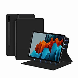 GYSDCAZ Magnetic Case for 2023 Samsung Galaxy Tab S9 Plus 12.4 Inch, Protective Cover for 2023 Samsung Tablet S9 Plus 12.4" with S Pen Holder, Slim Lightweight,Black
