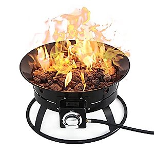 Mazatzal 20" Upgrade Portable Propane Fire Pit 52,000 BTU Outdoor Smokeless Gas Firepit Mini Electric Fire Pits for Outside Camping Campfire RV Backyard Deck Patio with Lid & Strap Lava Rock Stone