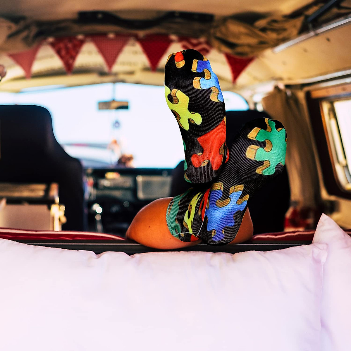 Benefeet Sox Mens Funny Crazy Socks Cool Funky Puzzle Socks Unisex Boys Puzzles 3D Printed Jigsaw Socks Youth Basketball Novelty Fun Patterned Athletic Tube Socks Gifts for Men Teenage Son