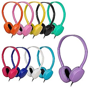 OSSZIT Classroom Kids Headphones Bulk 100 Pack Class Set of Headphones for Students Children Toddler Boys Girls Teen and Adult 10 Colourful (100 Mixed)