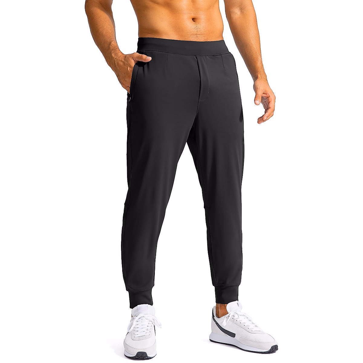 G Gradual Men's Golf Joggers Pants with Zipper Pockets Stretch Sweatpants Slim Fit Track Pants Joggers for Men Work Running (Black, L)