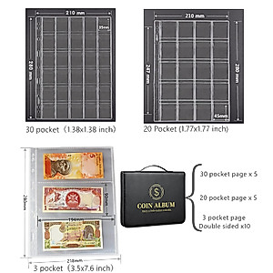 MUDOR Coin Collection Holder Album for Collectors, 310 Pockets Coin and Currency Collecting Binder Book with Zipper and Handle, Album Supplies