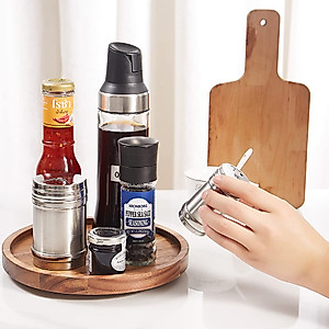 Saebye 9" Acacia Wood Lazy Susan, Turntable Organizer, Lazy Susan Turntable for Cabinet, Pantry, Table, Spice Rack